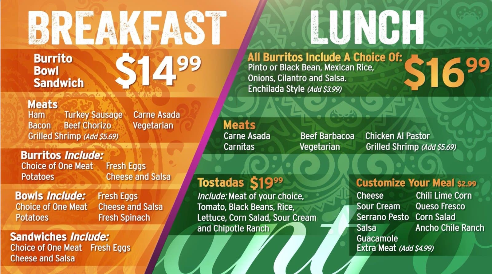 Menus Specials Cilantro Mexican Grill Best Mexican Restaurant 